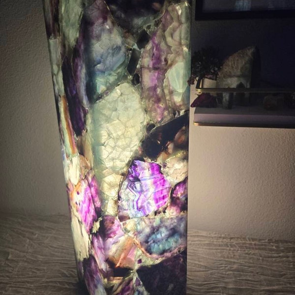Translucent White Onyx Pillar Cylinder Lamp/elegant Stone Lamp ...