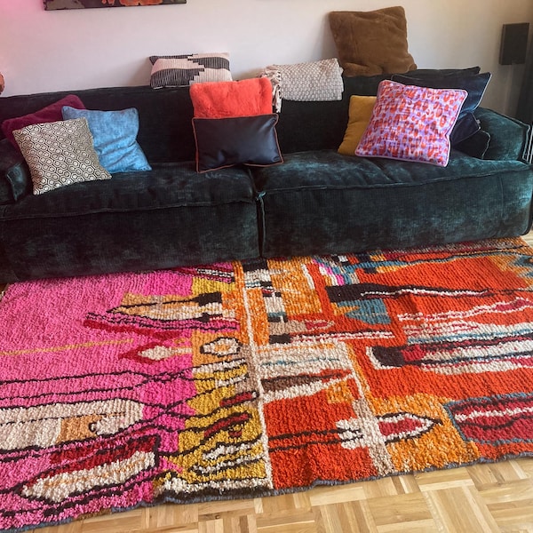 COLORFUL MOROCCAN RUNNER, Beni Ourain Rug, Narrow Rug Runner, Aesthetic ...