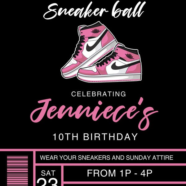 Sneaker Bash Birthday Party Printable Invitation, Printable Birthday ...
