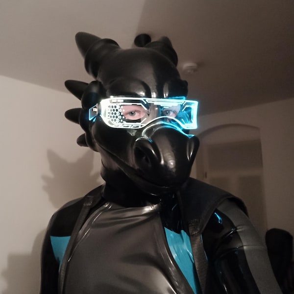 Illuminated Cyberpunk Cyber Goth Fursuit Visor WARCHIEF Clear **choose ...