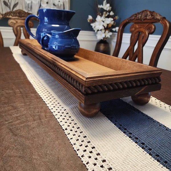 Wooden Centerpiece Tray French Country Tray Mantle Tray Rustic Riser ...