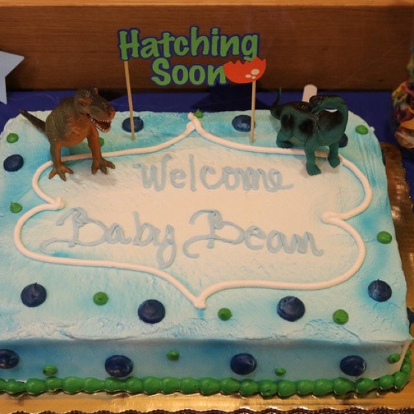 Hatching Soon Cake Topper- Baby Shower, Dinosaur Party - Etsy