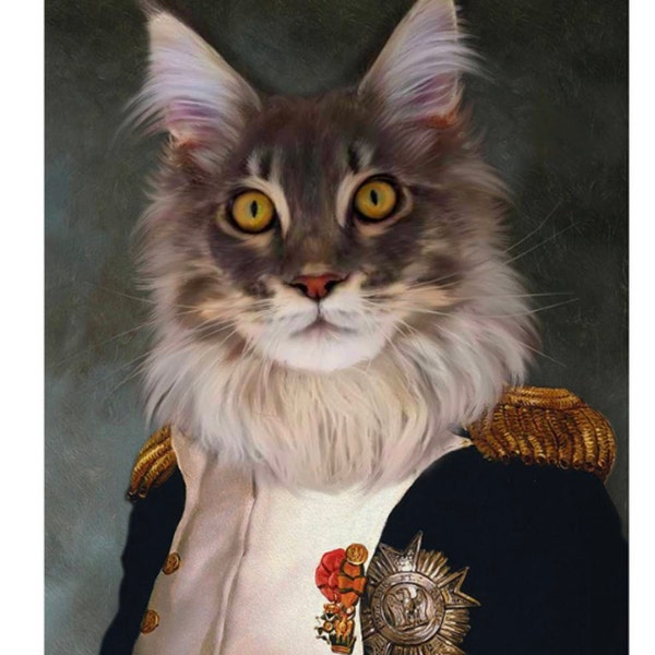 Custom Pet Portrait,military Pet Portrait,regal Pet Portrait,royal Pet ...