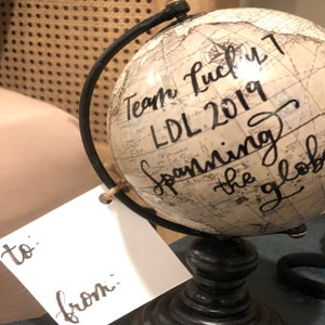 Personalized 4 Globe Hand Lettered Globe Mini Globe Centerpiece World ...