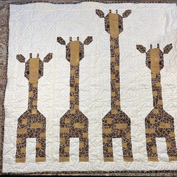 Giraffes in a Row Quilt Pattern, PDF Instant Download Modern Patchwork Baby Lap Size African ...