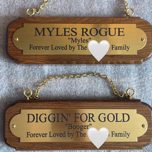 Fancy Horse Stall Name Plate- Solid Brass and Wood - Personalized ...