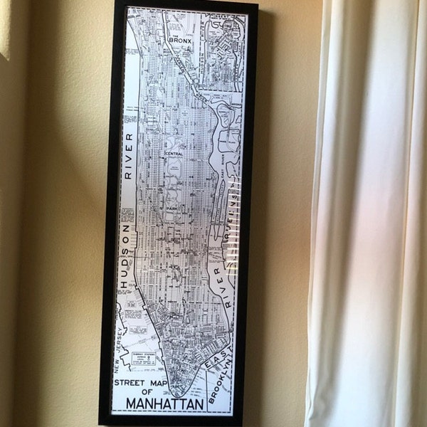 Manhattan Map Print : - Street Map of Manhattan - Archival New York Map ...