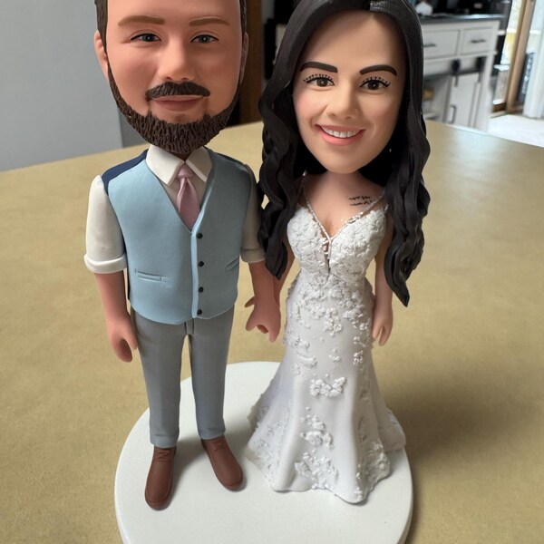 Handmade Custom Marry to Me Kiss Wedding Bobble Head Handmade Polymer ...