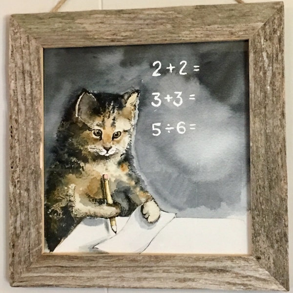 MATH - Cat Art, Cat Watercolor, Teacher, Student, School - Etsy
