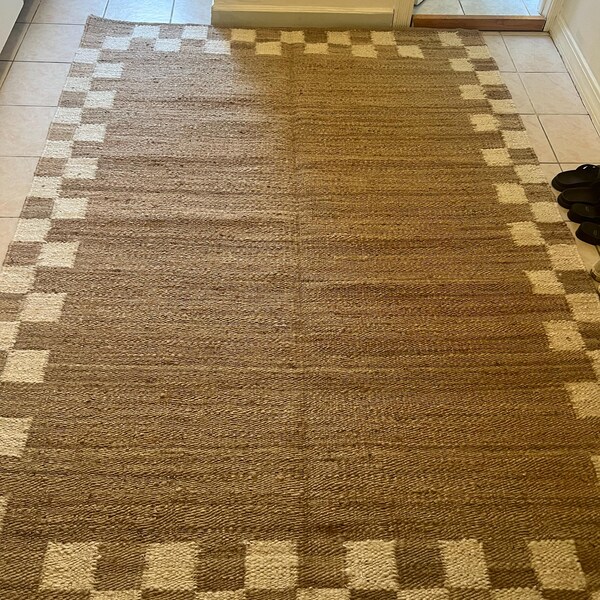 Handmade Checker Rug, Jute Kilim Checkerboard Rug, Home Decor Checkered ...