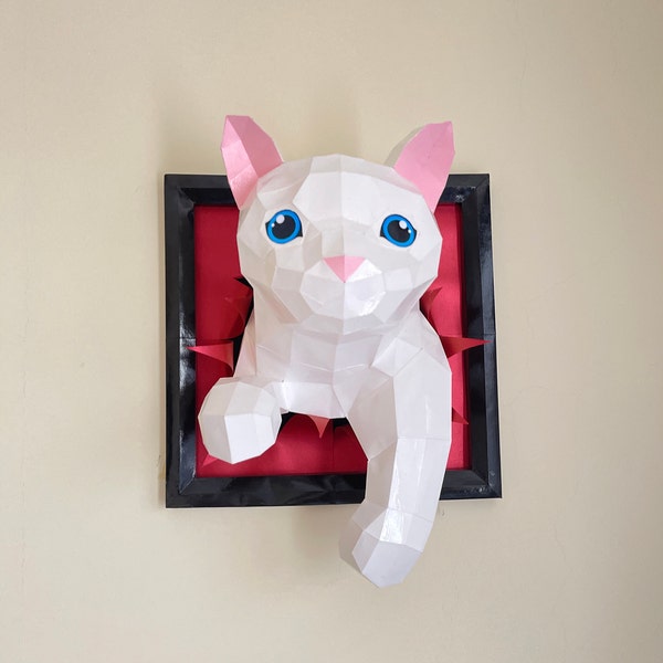 Cat 3d Paper Craft SVG and PDF, DIY Papercraft Cat Model Template ...