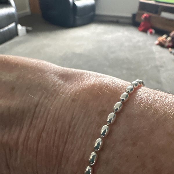 Sterling Silver Rice Bead Chain Bracelet - Sterling Silver - Etsy