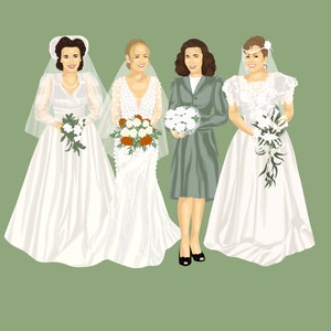 Custom Generational Wedding Portrait, Mother of the Bride Gift, Digital ...