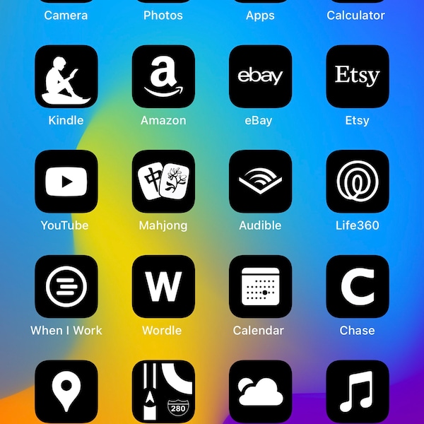 Ios App Icon Bundle - Black (95 Icons) - Etsy