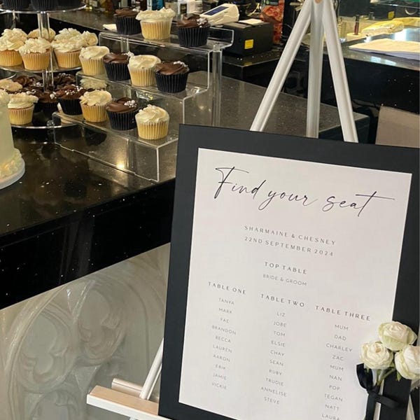 A1, A2 or A3 Minimalist Seating Plan Wedding Welcome Sign - Table Plan ...