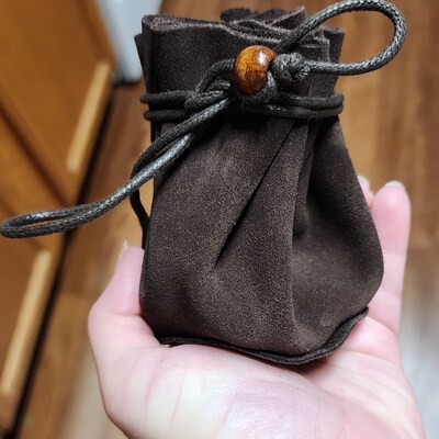 Drawstring Leather Pouch, Coin Purse, Dark Brown, Leather Pouch Bag ...