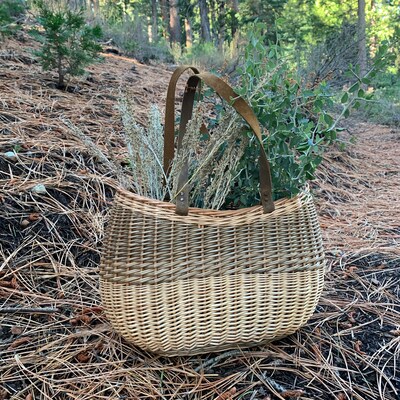 Large Wicker BACKPACK Leather Straps Market Basket Foraging Shoulder ...