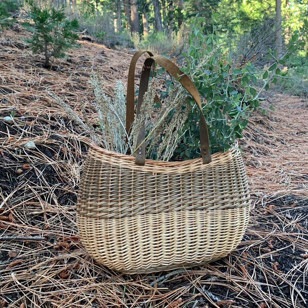 Large Wicker BACKPACK Leather Straps Market Basket Foraging Shoulder ...