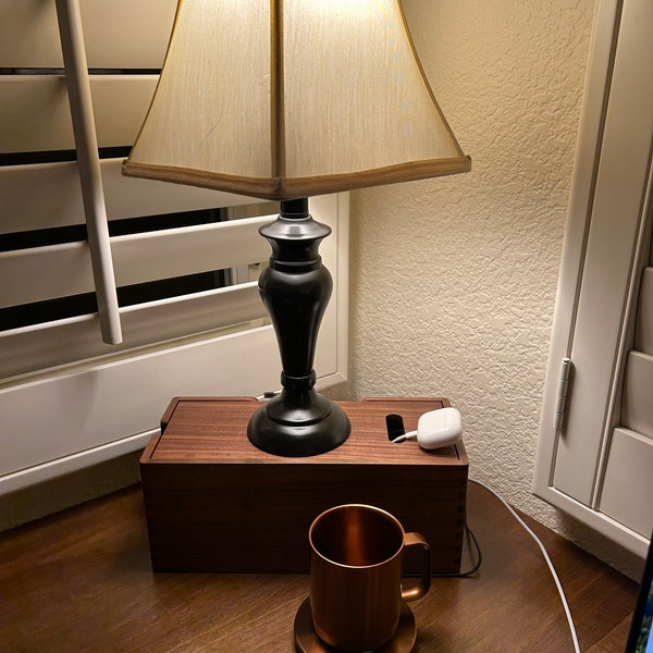 Handmade Wooden Cable Management Box Walnut Cable Storage Box Charger ...