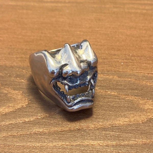 Samurai Mask Skull Ring for Men Made of Sterling Silver 925 Japanese ...