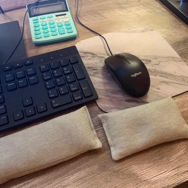 Linen - Mouse Pad Set - Mouse Wrist Rest And/or Keyboard Rest Aqua ...