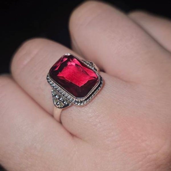 Brazilian Pink Tourmaline Ring,925 Sterling Silver Rings, Boho Handmade ...