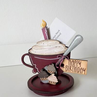 Happy Birthday Tea Cup Digital File Mom Gift Card Holder Tea Cup ...