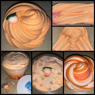 Peach Icee With Custard Slime Jelly Slime Butter Slime Scented Fluffy ...