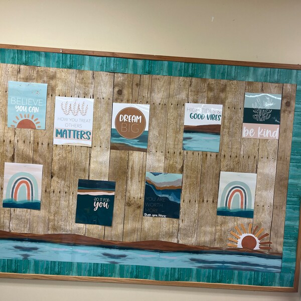 Coastal Classroom Posters, Easy and Modern Classroom Decorations, Text ...