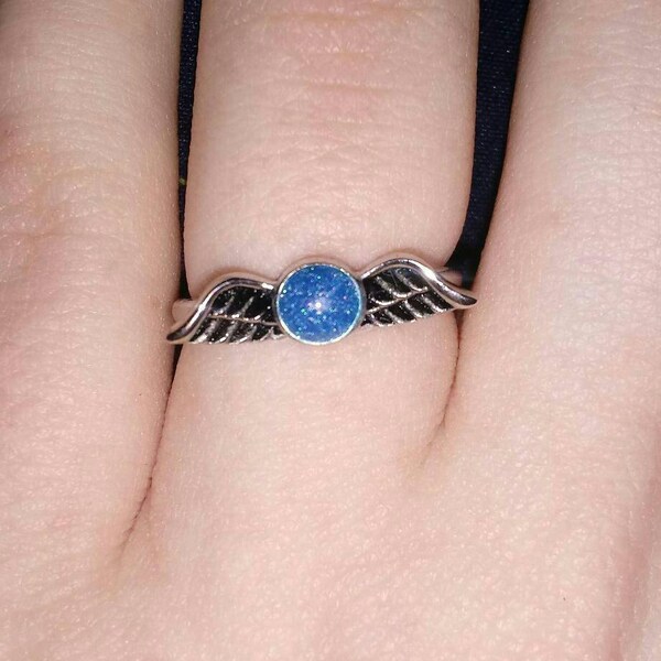 Cremation Ring - Angel Wing Ring for Pet's Ashes - Custom Memorial Ring ...