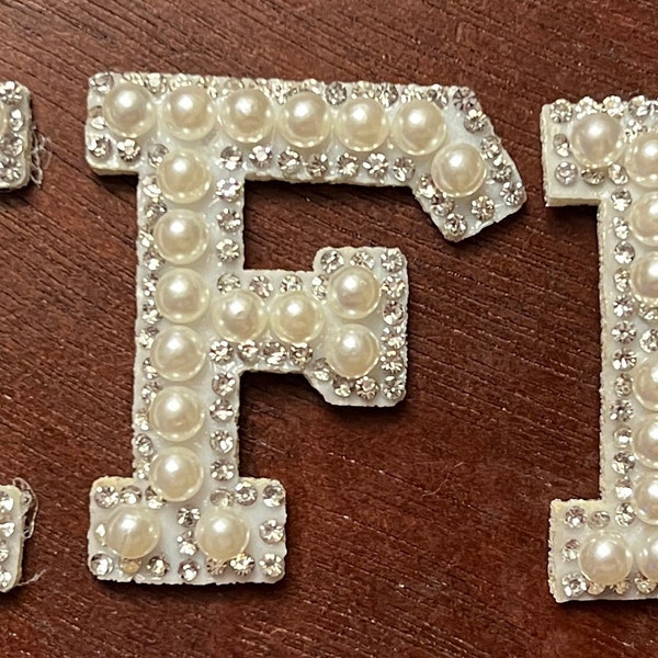 Pearl Alphabet Letters Numbers Patches,2-4.5x4.5cm, Irone on Bridal and ...