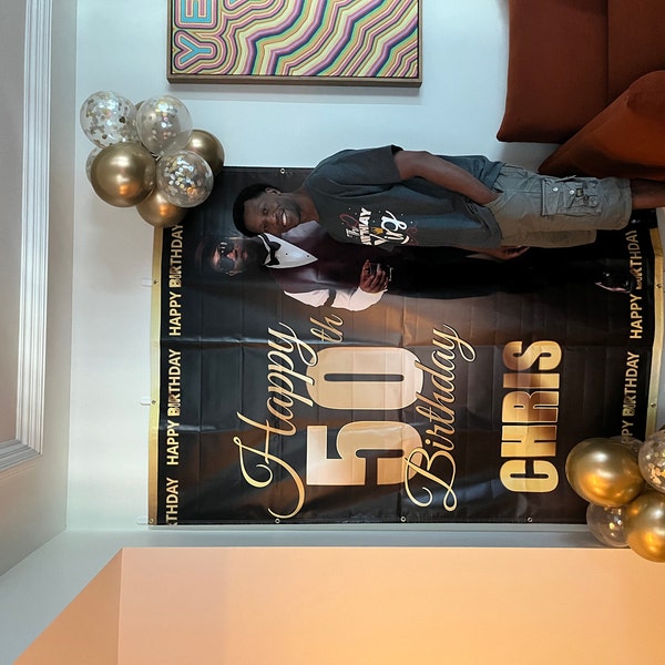 Custom Photo Birthday Backdrop, Man Custom Birthday Party Backdrop ...