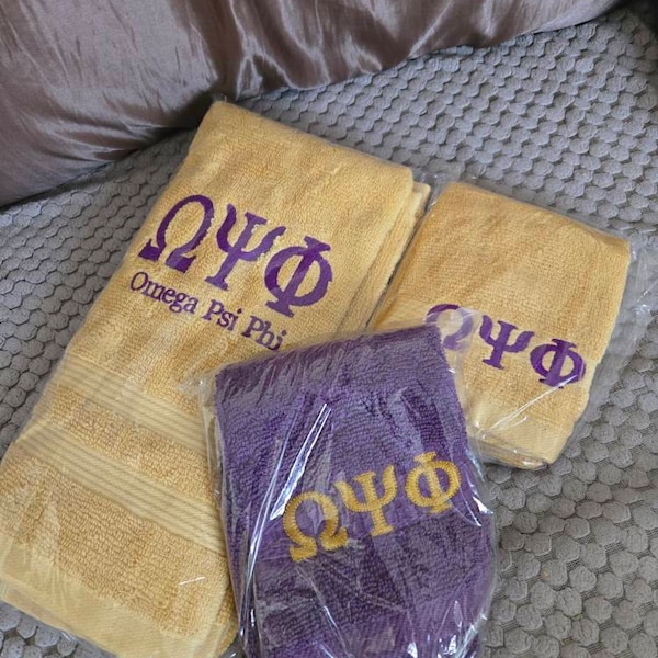 OMEGA PSI PHI Finger Towel/omega Embroidered Sports Towel/omega Greek ...