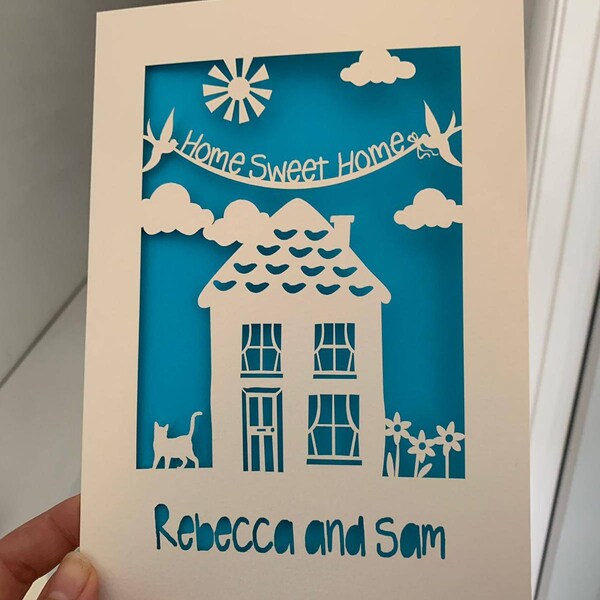 Personalised Papercut New Home Card, Laser Cut Home Sweet Home House ...