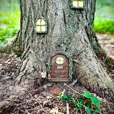 Fairy Door and Windows for Trees Glow in the Dark Outdoor Decor Fairy ...
