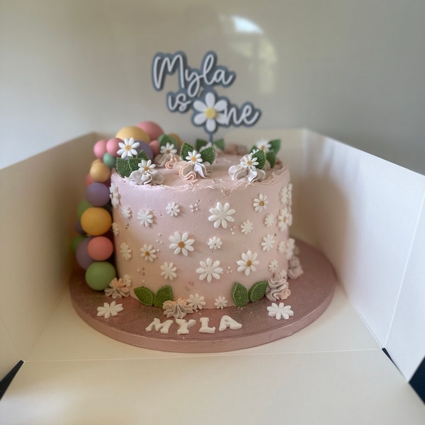 Acrylic Daisy Cake Topper, Personalised First Birthday Cake Topper, is ...