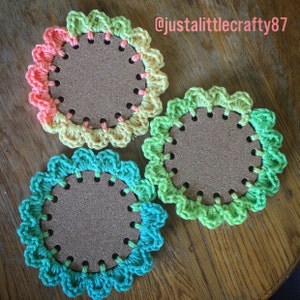 Cork Board Coaster Pattern, DIY Crochet Coasters, Digital Download ...