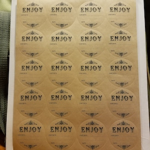 Enjoy KRAFT Paper Canning Jar Labels, Round Mason Jar Stickers for ...