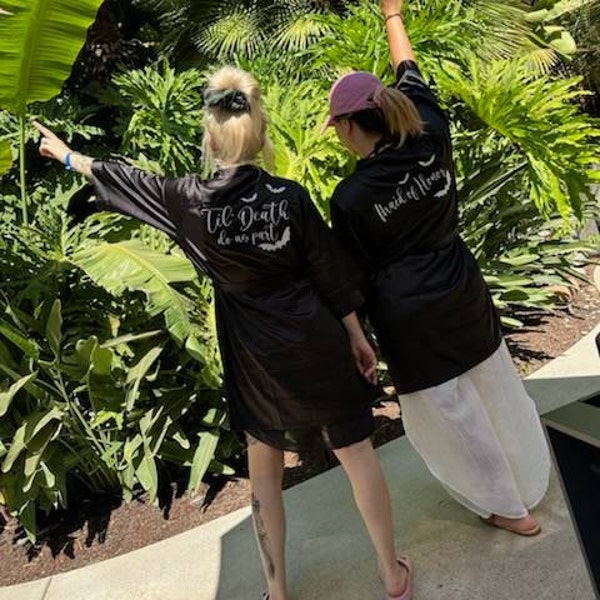 Bridal Bats Robe, Bridesmaid Robes, Gothic Bridal Party,gothic Bride ...