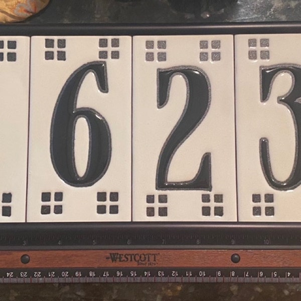 House Numbers Craftsman Rose Set Address Tiles, Craftsman Rose Design ...