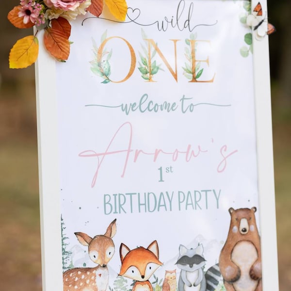 EDITABLE Woodland Welcome Sign, Woodland Birthday Sign Decorations Wild ...