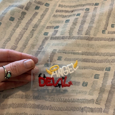 Angel and Devil Letter Applique Embroidered Patches for Craft ...