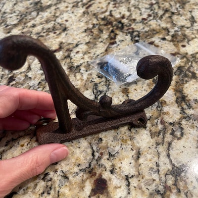 Rustic Cast Iron Coat Hooks 5 Pack Wall Mounted Farmhouse Decor square ...