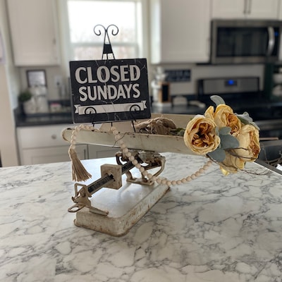 Vintage CLOSED SUNDAYS Wood Sign Farmhouse Decor Wall Art Print Antique ...