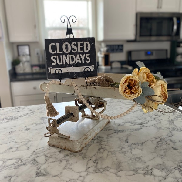 Vintage CLOSED SUNDAYS Wood Sign Farmhouse Decor Wall Art Print Antique ...