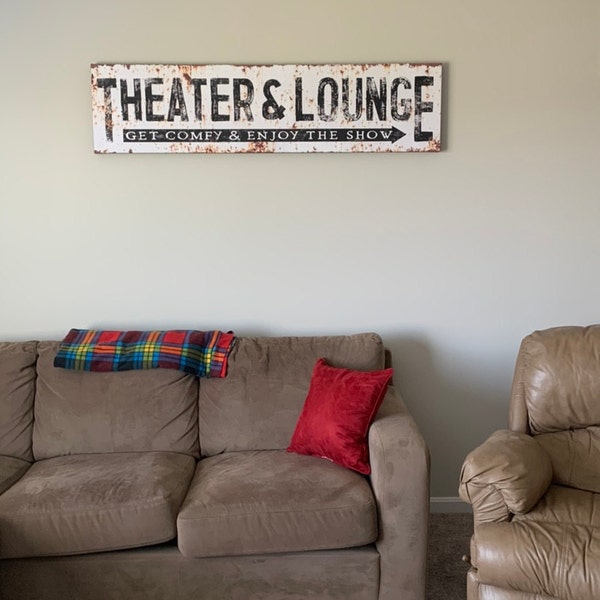 Modern Farmhouse Wall Decor Family Theater Sign Large Rustic Wall Art ...