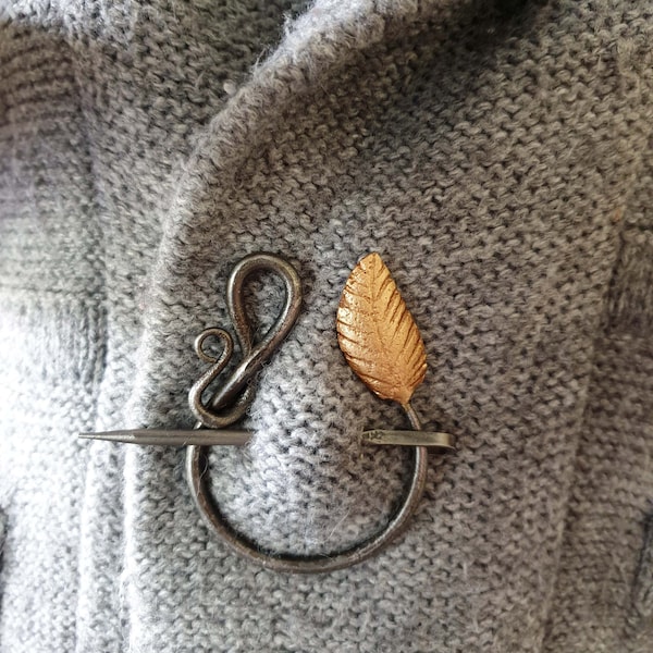 Hand-forged Curled Steel Medieval Brooch With Gold or Silver Leaf ...