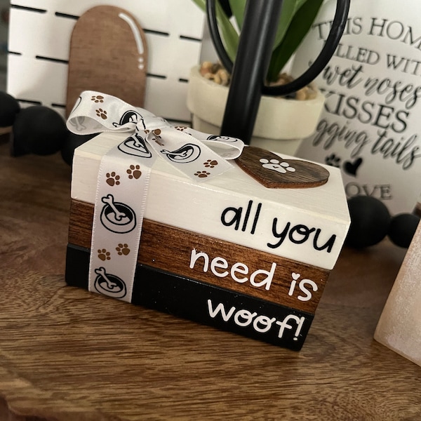 Dog Mini Book Stack/dog Lovers/paw Prints/fur Babies/gift for Pet Lover ...