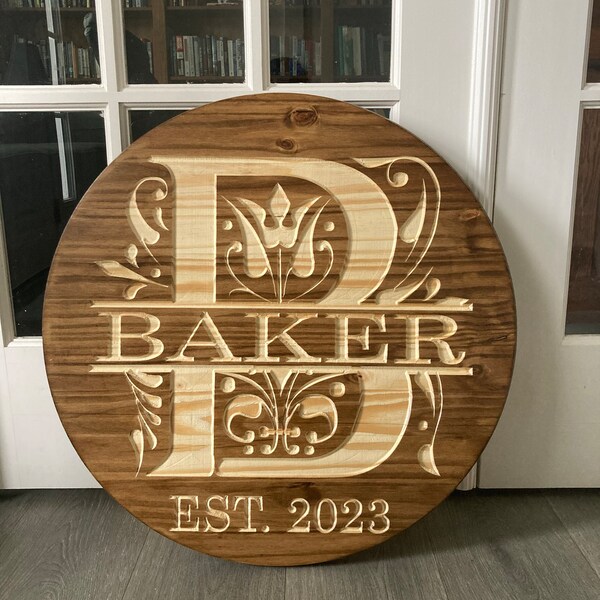 Wood Monogram Sign - Etsy