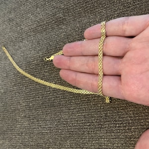 14K Gold Bismark Snake Chain Necklace, Herringbone Necklace, Curb Link ...